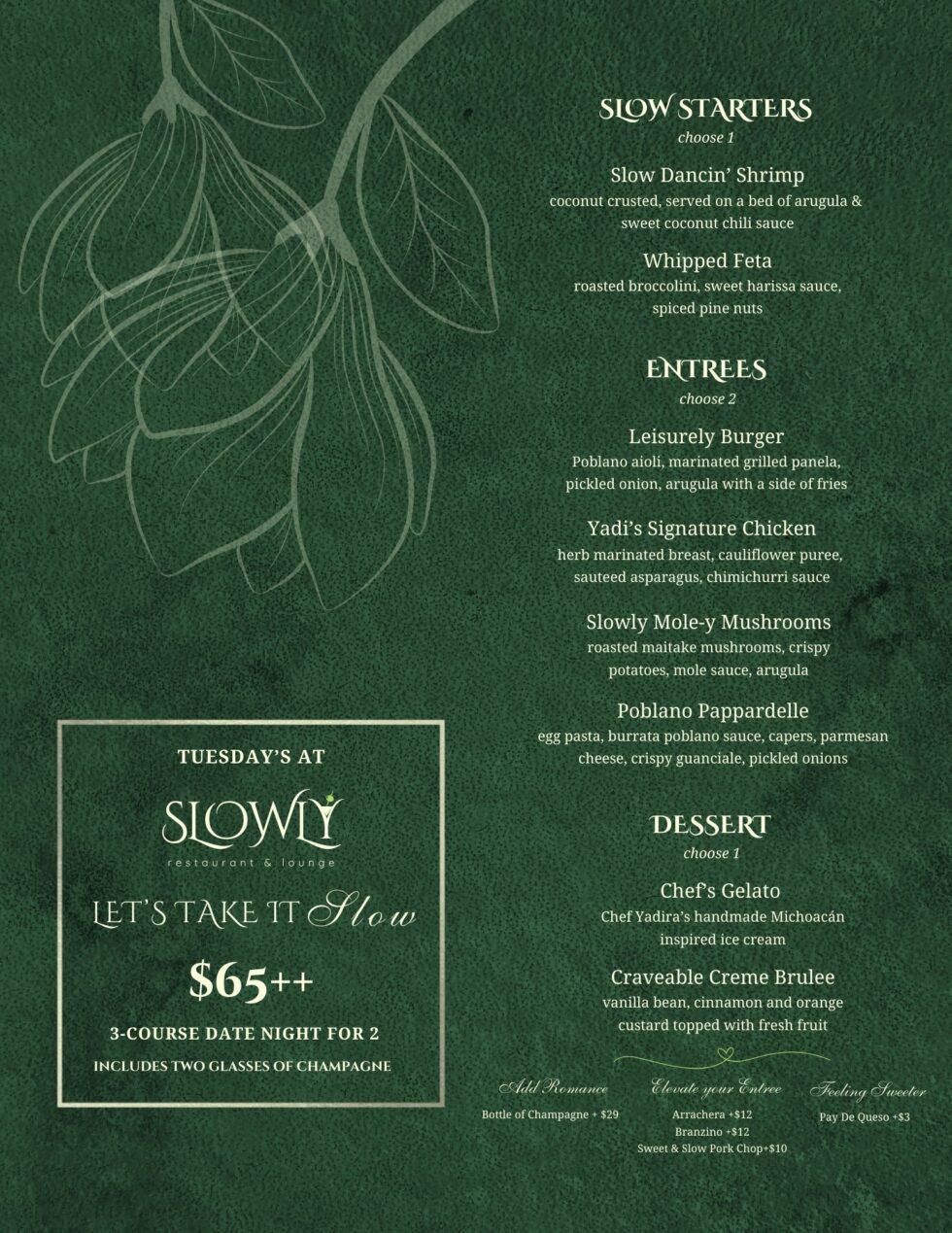 $65 Date Night in San Diego, CA | Slowly Restaurant & Lounge